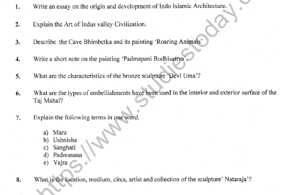 CBSE Class 11 Painting Question Paper Set A Solved